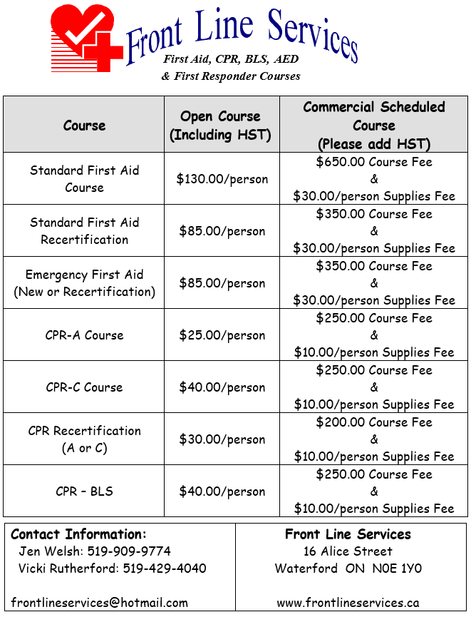 Front Line Services » Price List